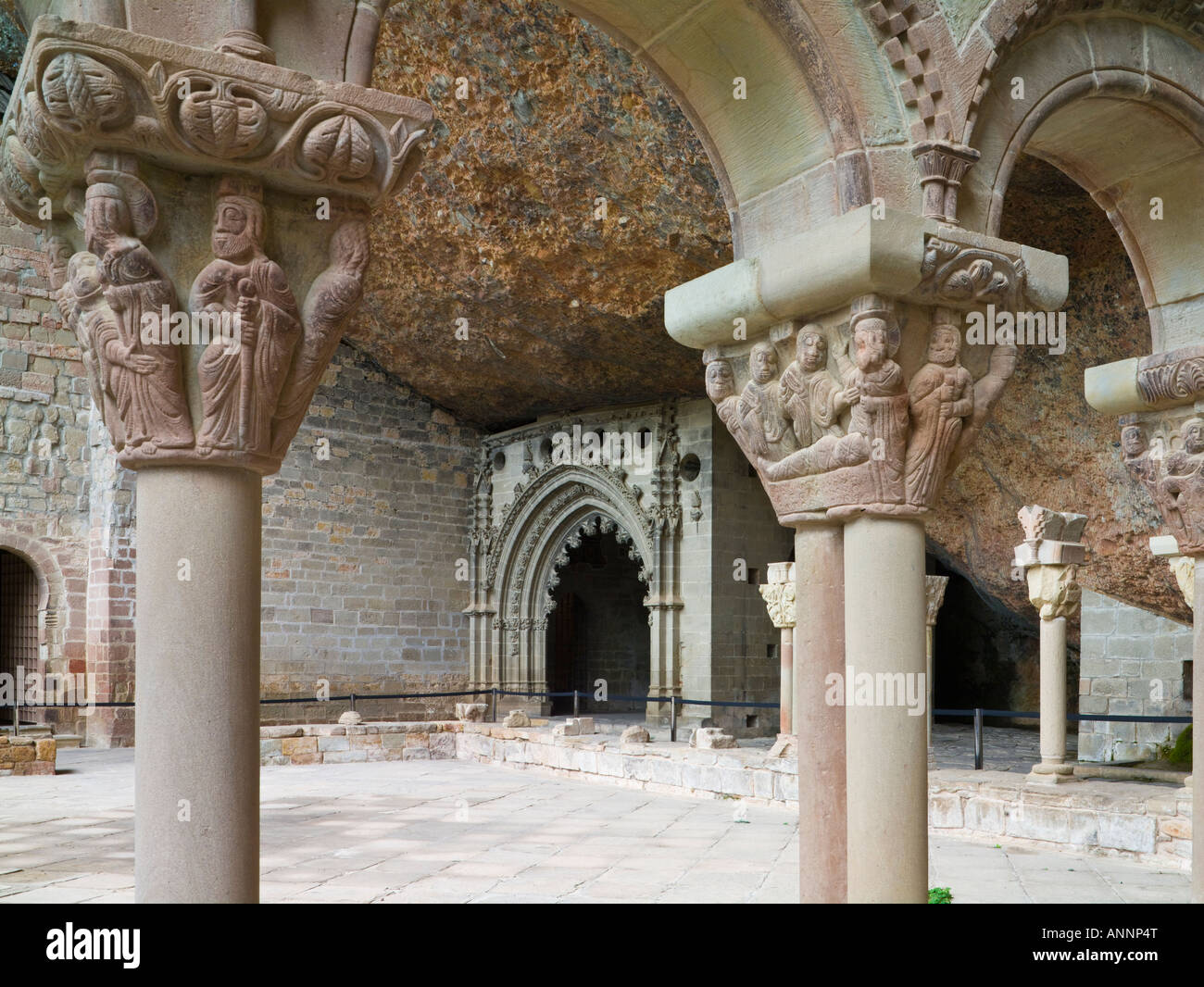 old monastery of San Juan de la Peña, Jaca, Huesca, Spain Stock Photo ...