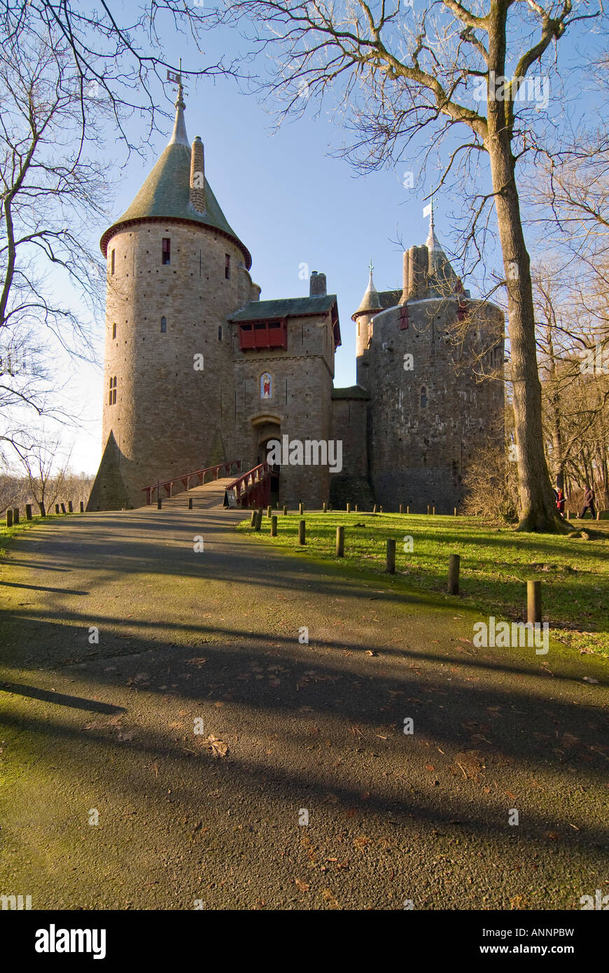 Vertical wide angle of the 'fairytale' gothic Castell Coch [Red Castle ...