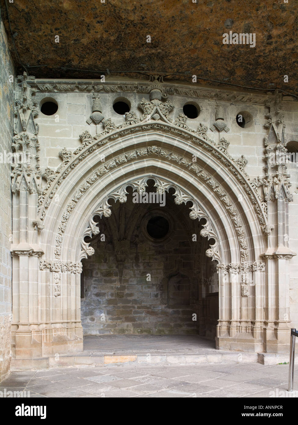old monastery of San Juan de la Peña, Jaca, Huesca, Spain Stock Photo ...