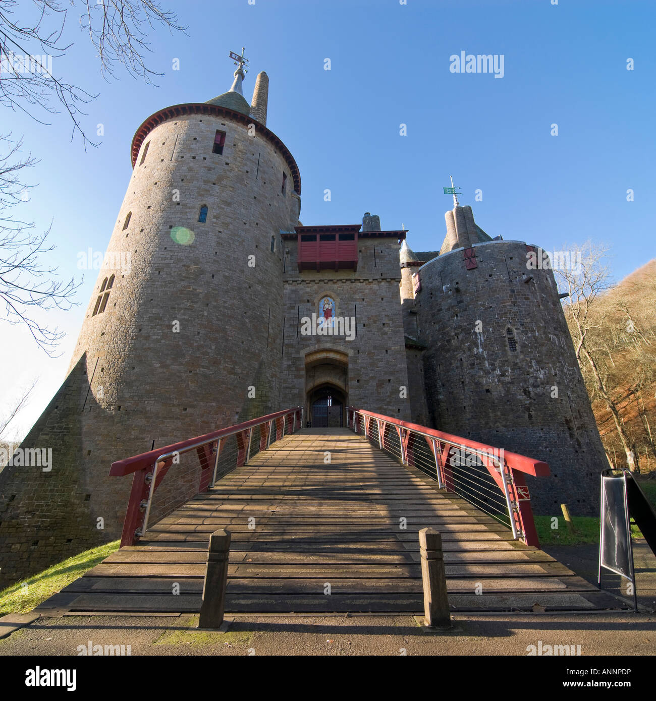 Square wide angle of the Welsh fairytale Castell Coch [Red Castle ...