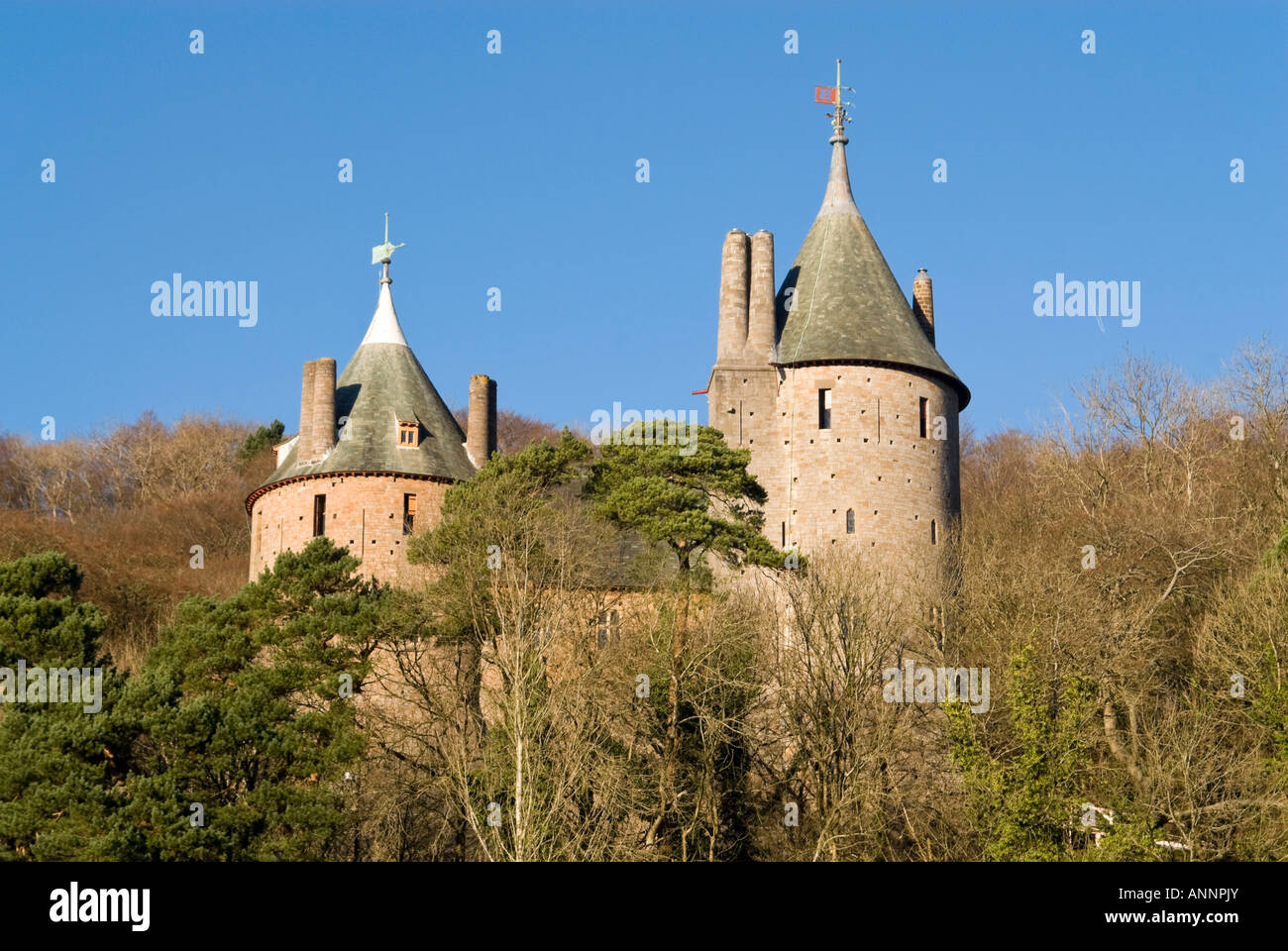 Horizontal close up of the Welsh 'fairytale' gothic Castell Coch [Red ...