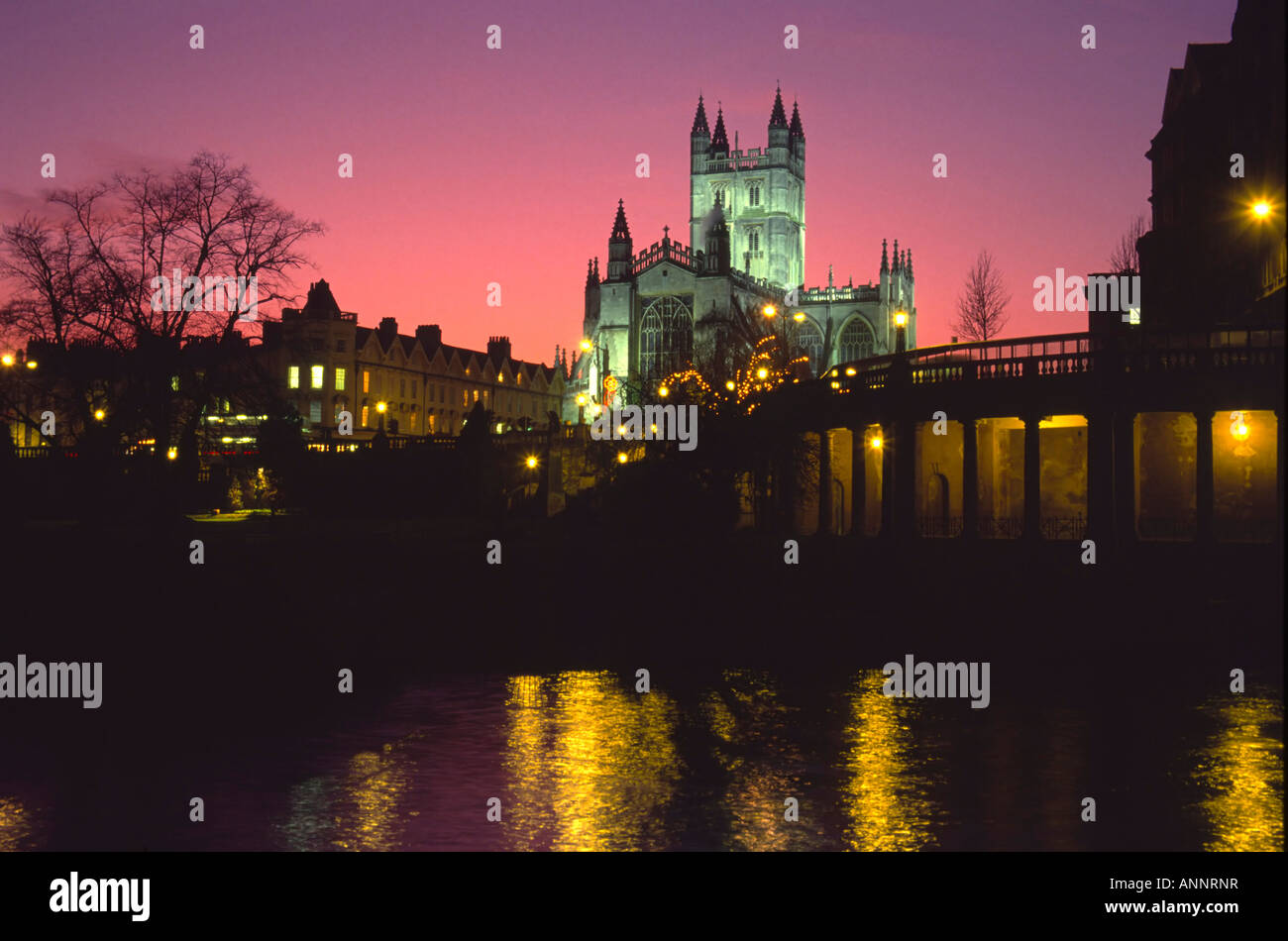 uk england somerset bath abbey sunset Stock Photo - Alamy