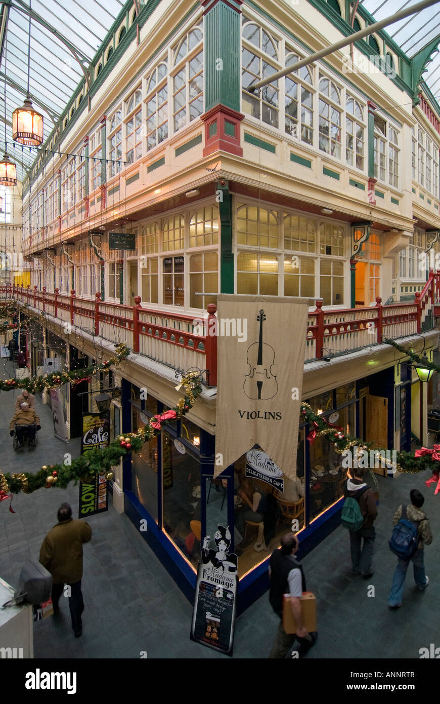 Vertical wide angle of the old Victorian Castle arcade in central ...