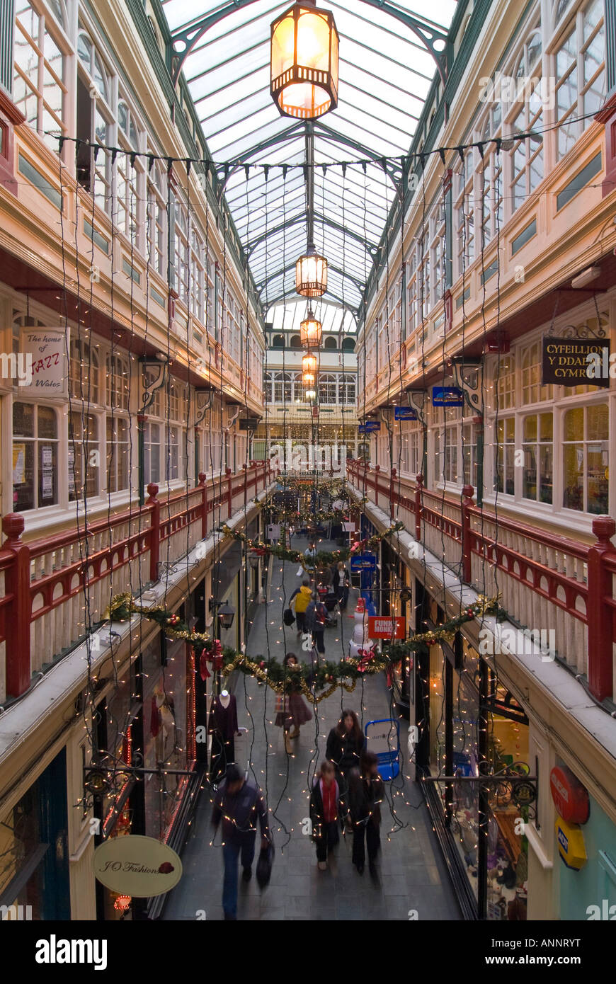Vertical wide angle of the old Victorian Castle arcade in central ...