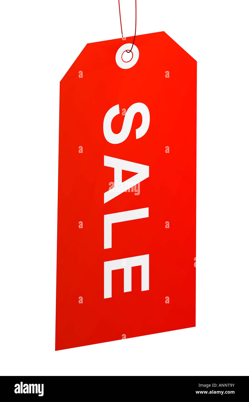 Sale red label tag Stock Photo - Alamy
