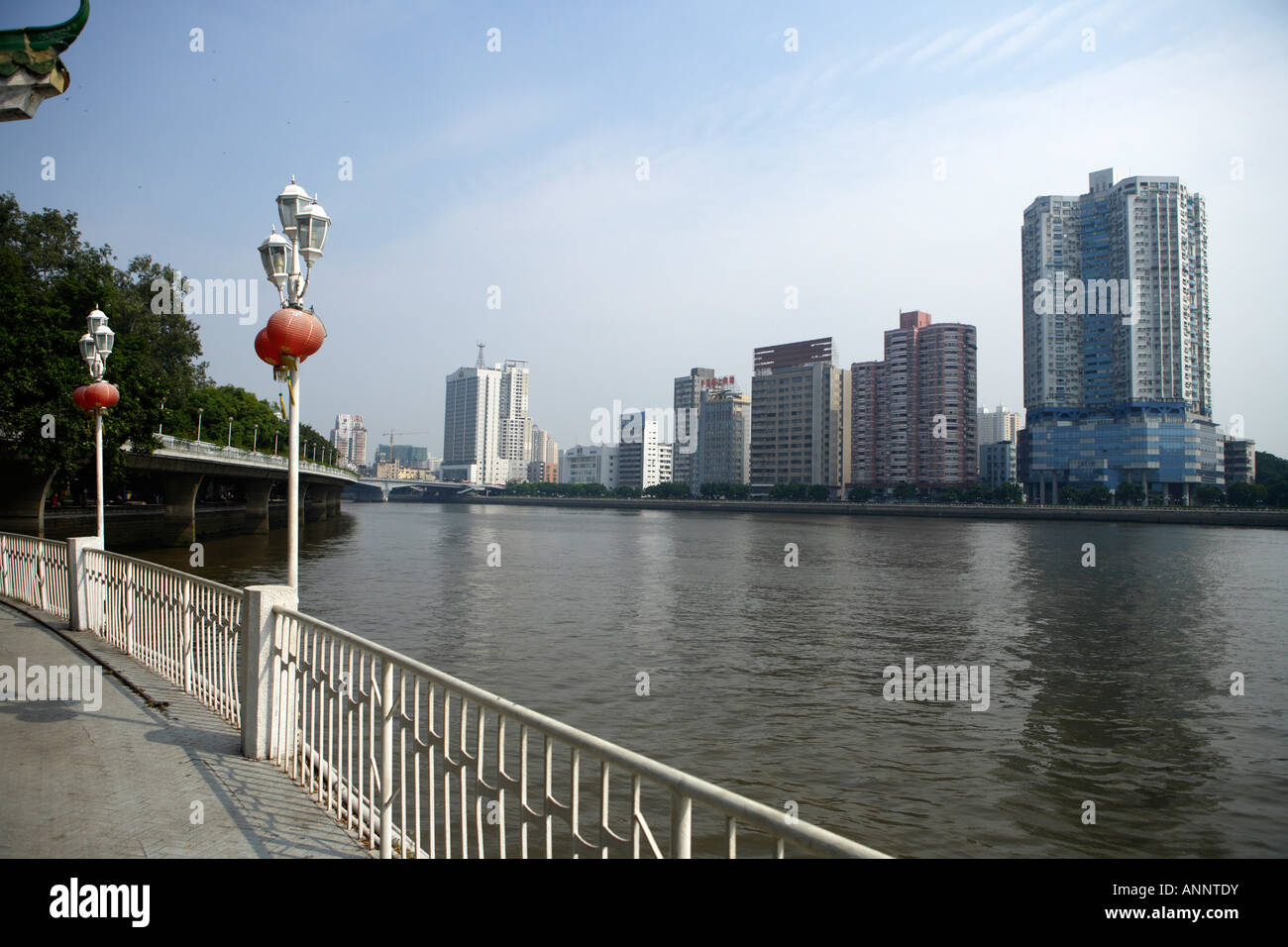 Guangzhou skyline from Shamian Dao Sand Surface Island, Guangdong ...