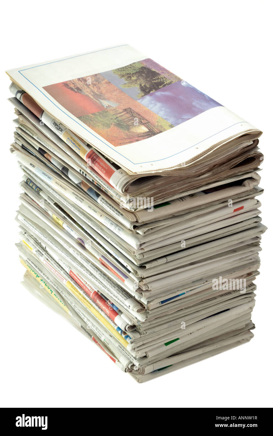 Pile of folded newspapers Stock Photo - Alamy