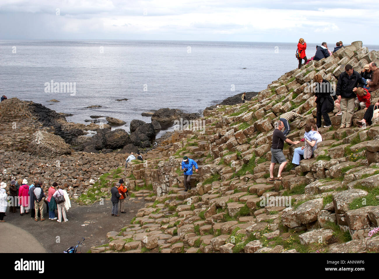 People walking on The Giant s Causeway north coast of Co Antrim ...