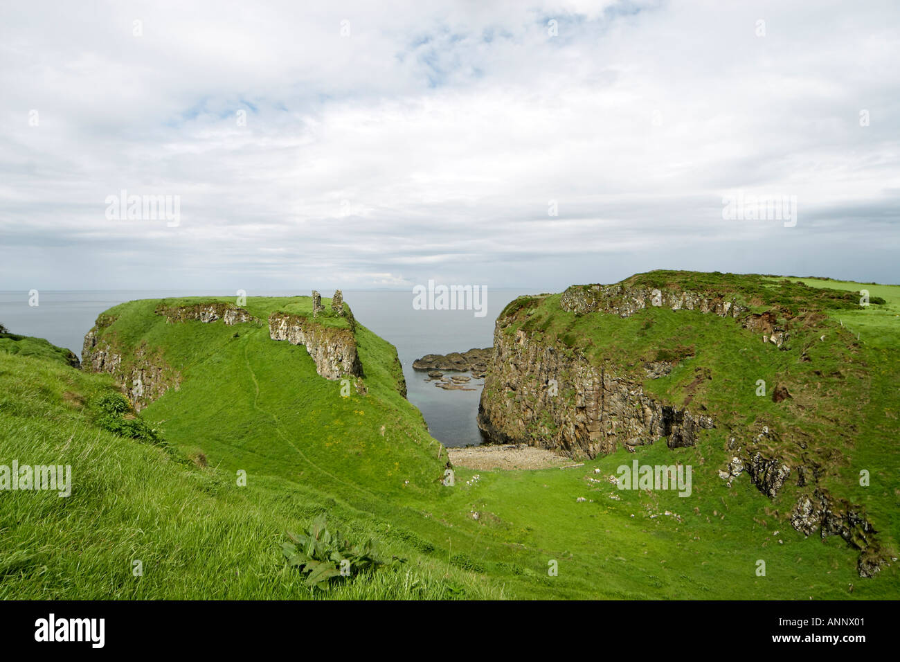 Dunseverick Castle on the north coast of Co Antrim Northern Ireland UK ...