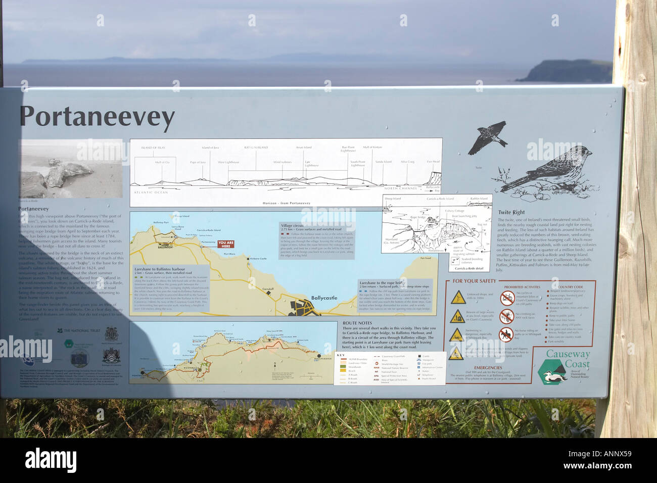 Causeway Coast information Signboard at Portaneevey on the north coast ...