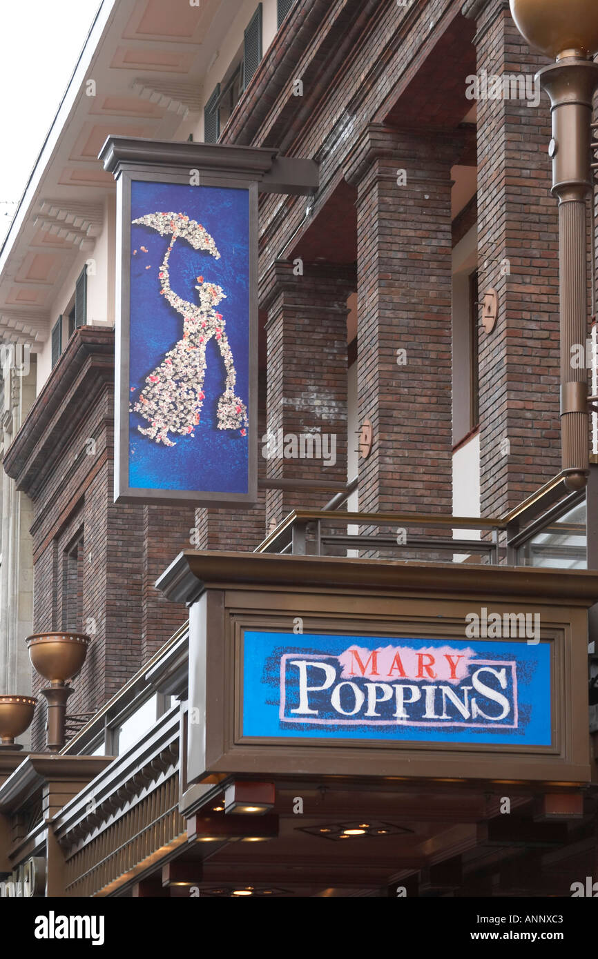 Mary Poppins logo sign outside Prince Edward Theatre London WC2 England ...