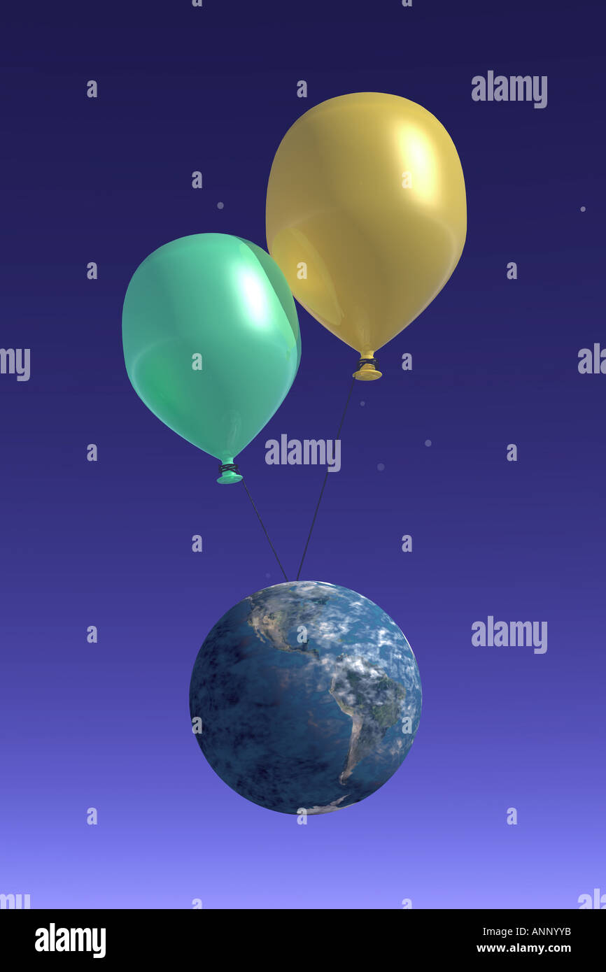 Two giant balloons floating over the earth Stock Photo - Alamy