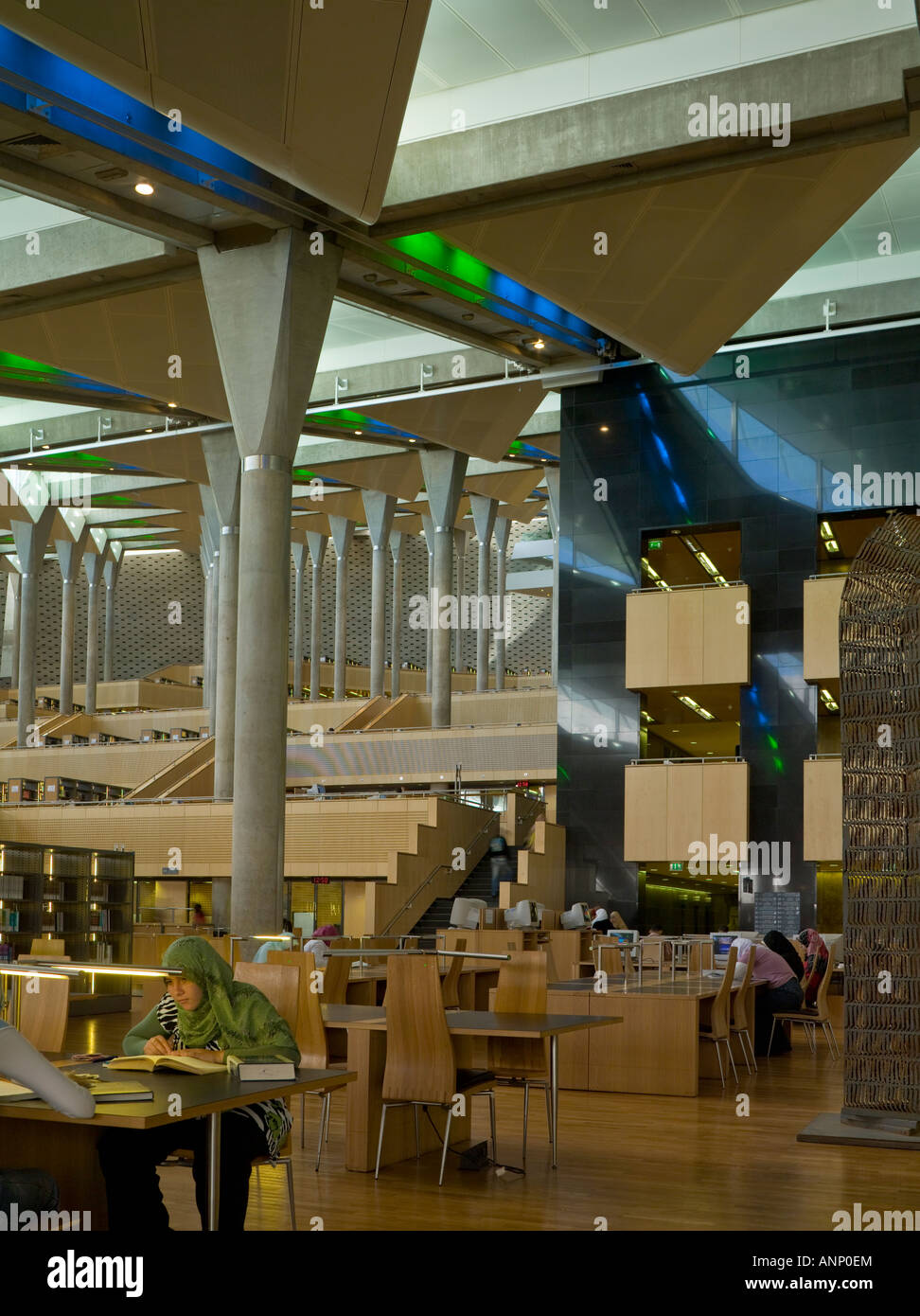 students studying, interior, Biblioteca Alexandrina, Alexandria library ...
