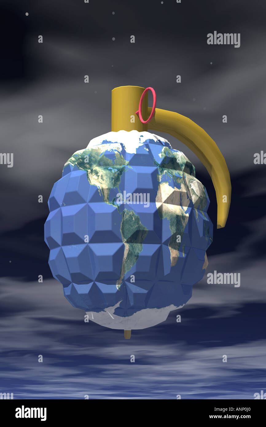 Close up of the earth shaped as a hand grenade Stock Photo - Alamy