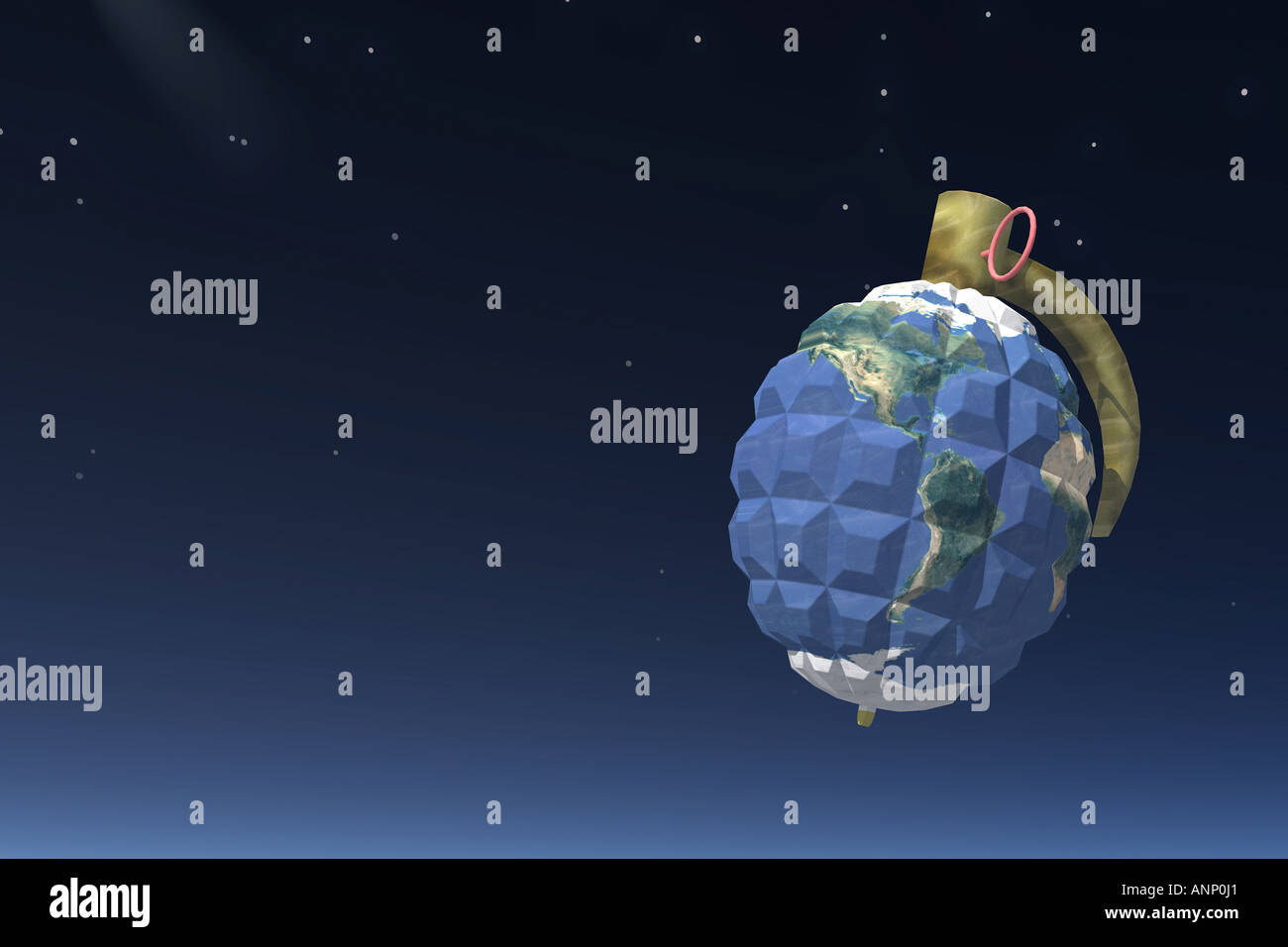 The earth shaped as a hand grenade Stock Photo - Alamy