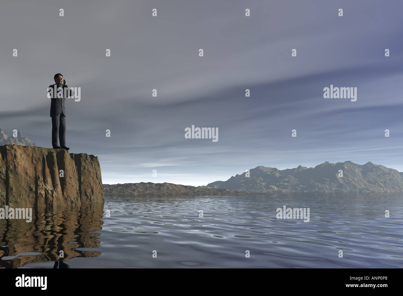 Man standing on cliff ledge hi-res stock photography and images - Alamy