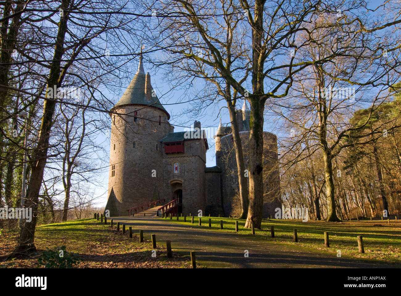 Horizontal wide angle of the Welsh 'fairytale' gothic Castell Coch [Red ...
