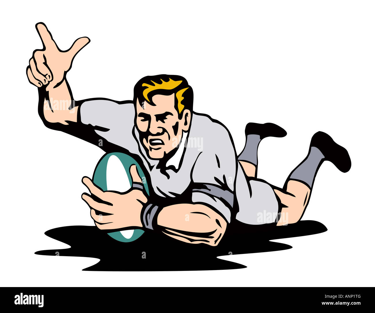 Illustration rugby player scoring try hi-res stock photography and ...