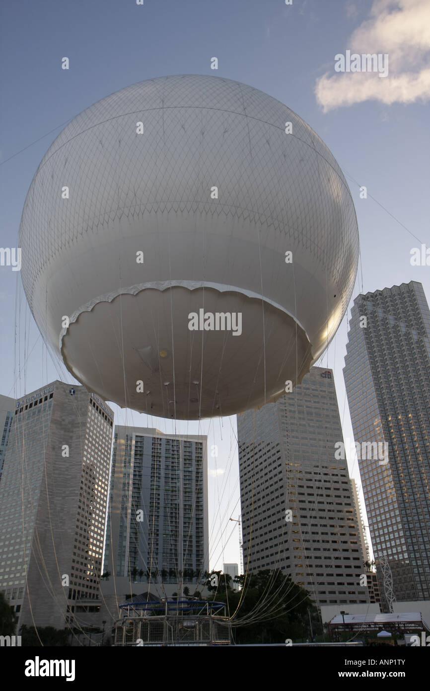 Miami Florida,Bayfront Park,hot air balloon,downtown skyline ...