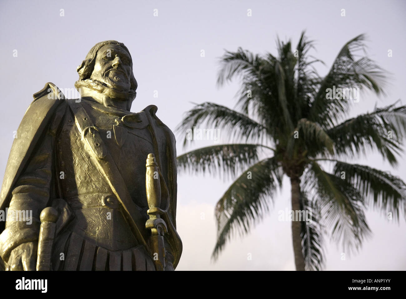 Miami Florida,Bayfront Park,Ponce de Leon,Spanish explorer,statue,palm ...
