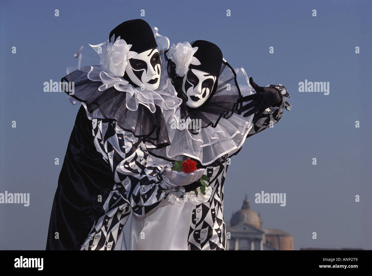 Portrait of two people in masquerade costumes Stock Photo - Alamy