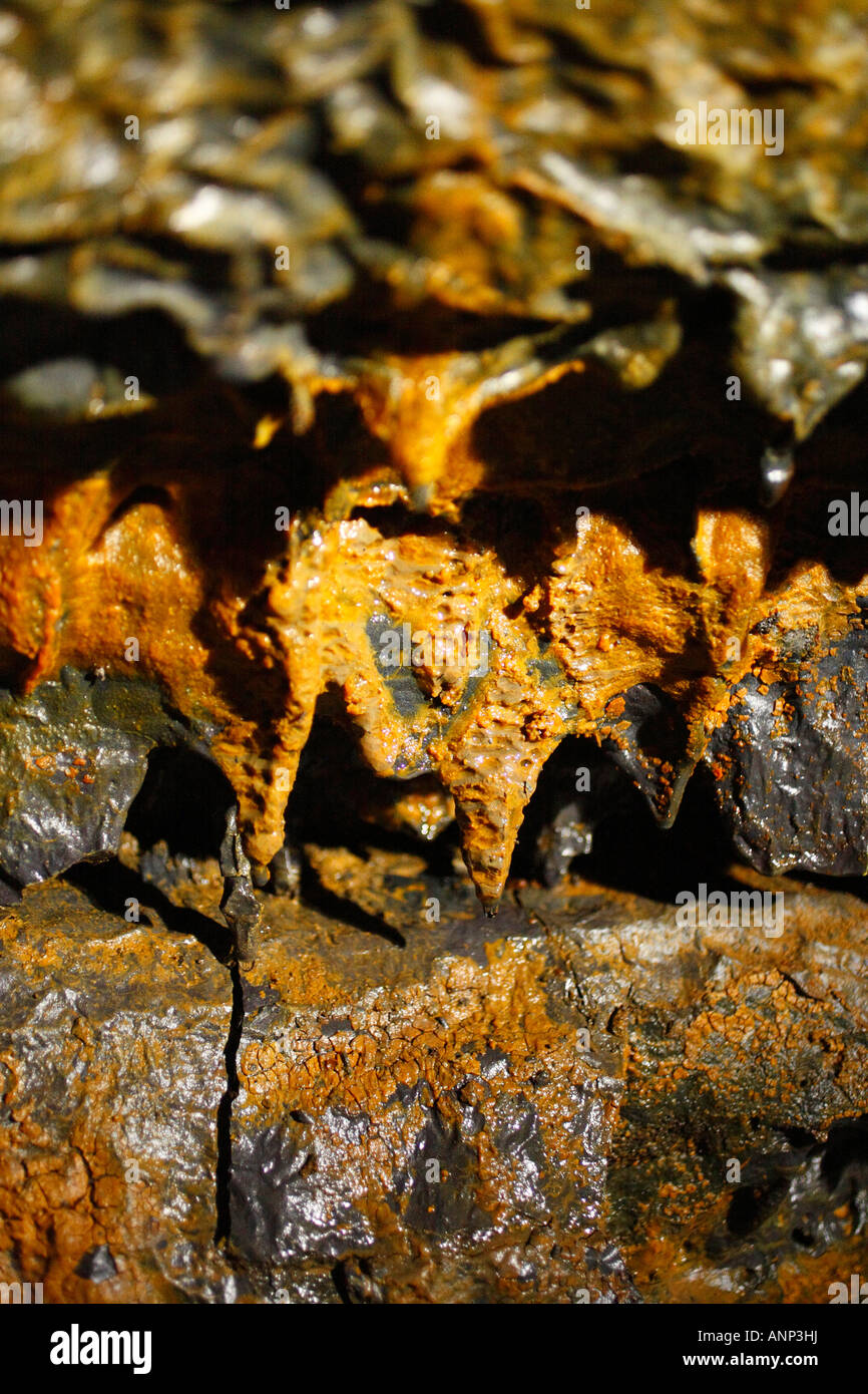 Inside Gruta do Carvao lava tube cave Sao Miguel island Azores islands ...