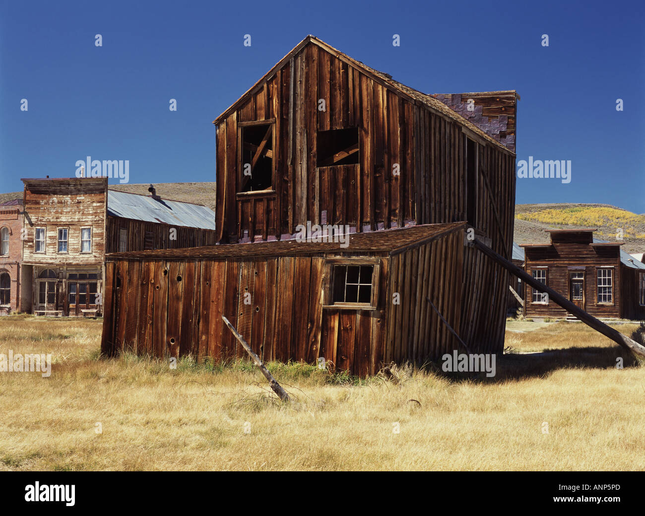 Facade of a log cabin in an old rural town Stock Photo - Alamy