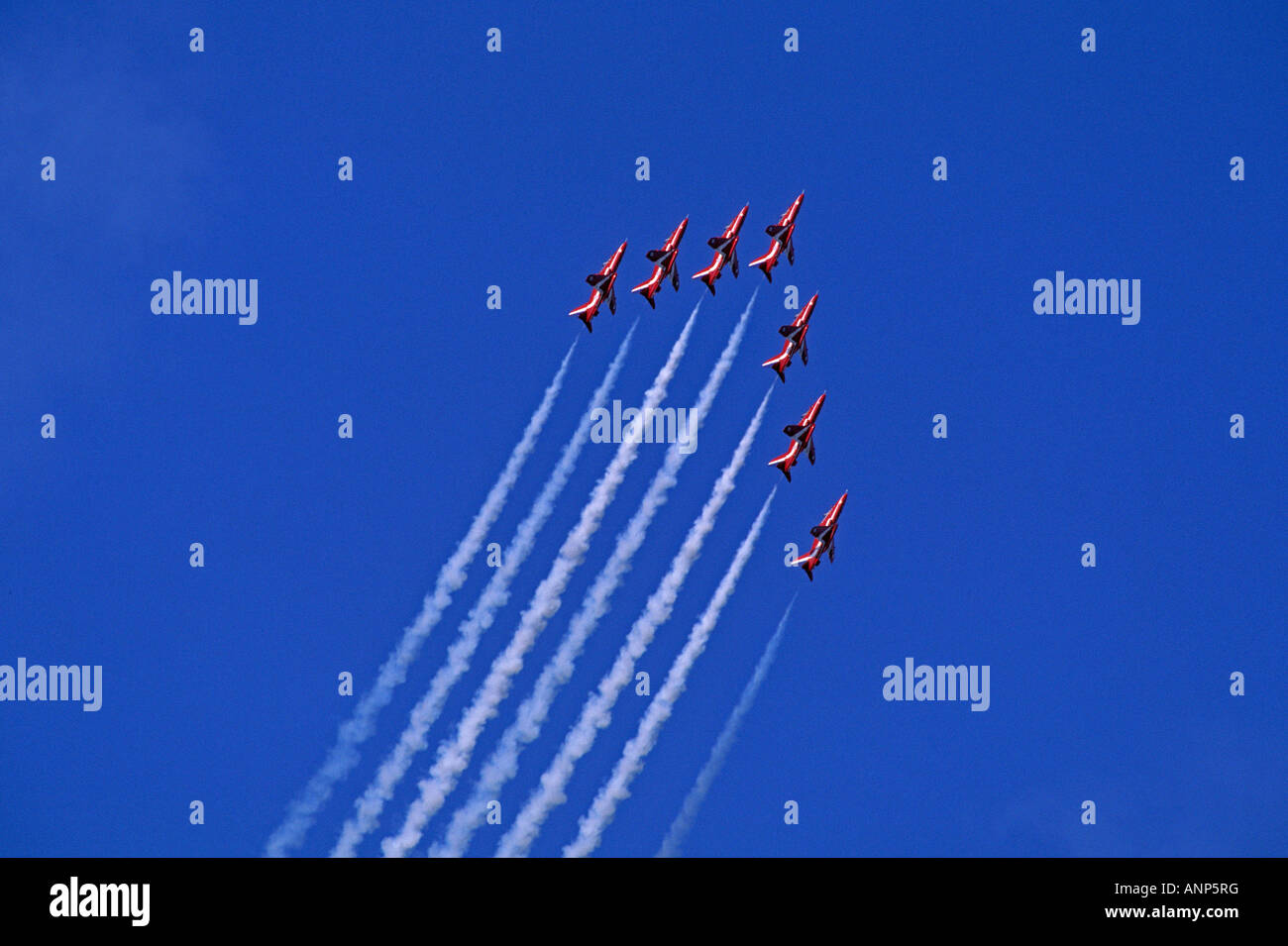 The Red Arrows Aerobatic team formation flight Stock Photo - Alamy