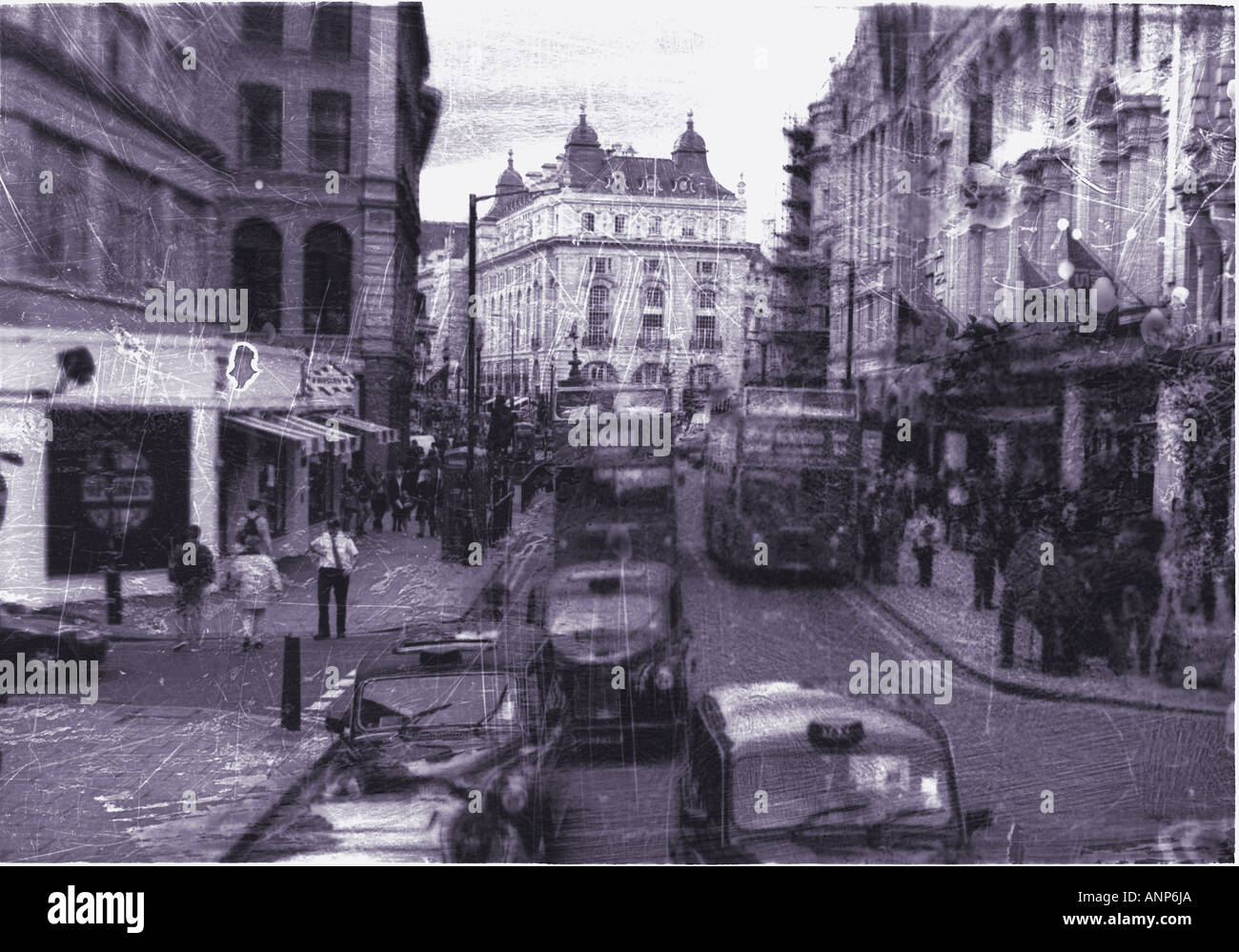 Old black and white picture of traffic on a street Stock Photo - Alamy