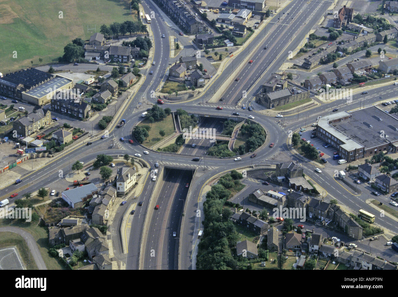 An Aerial View of Roundabout near Leeds West Yorkshire England Stock ...