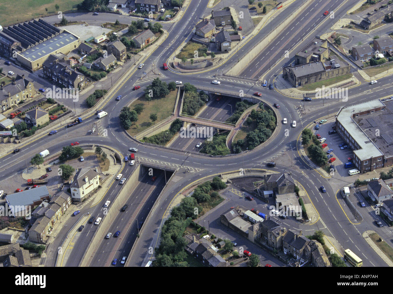 An Aerial View of Roundabout near Leeds West Yorkshire England Stock ...
