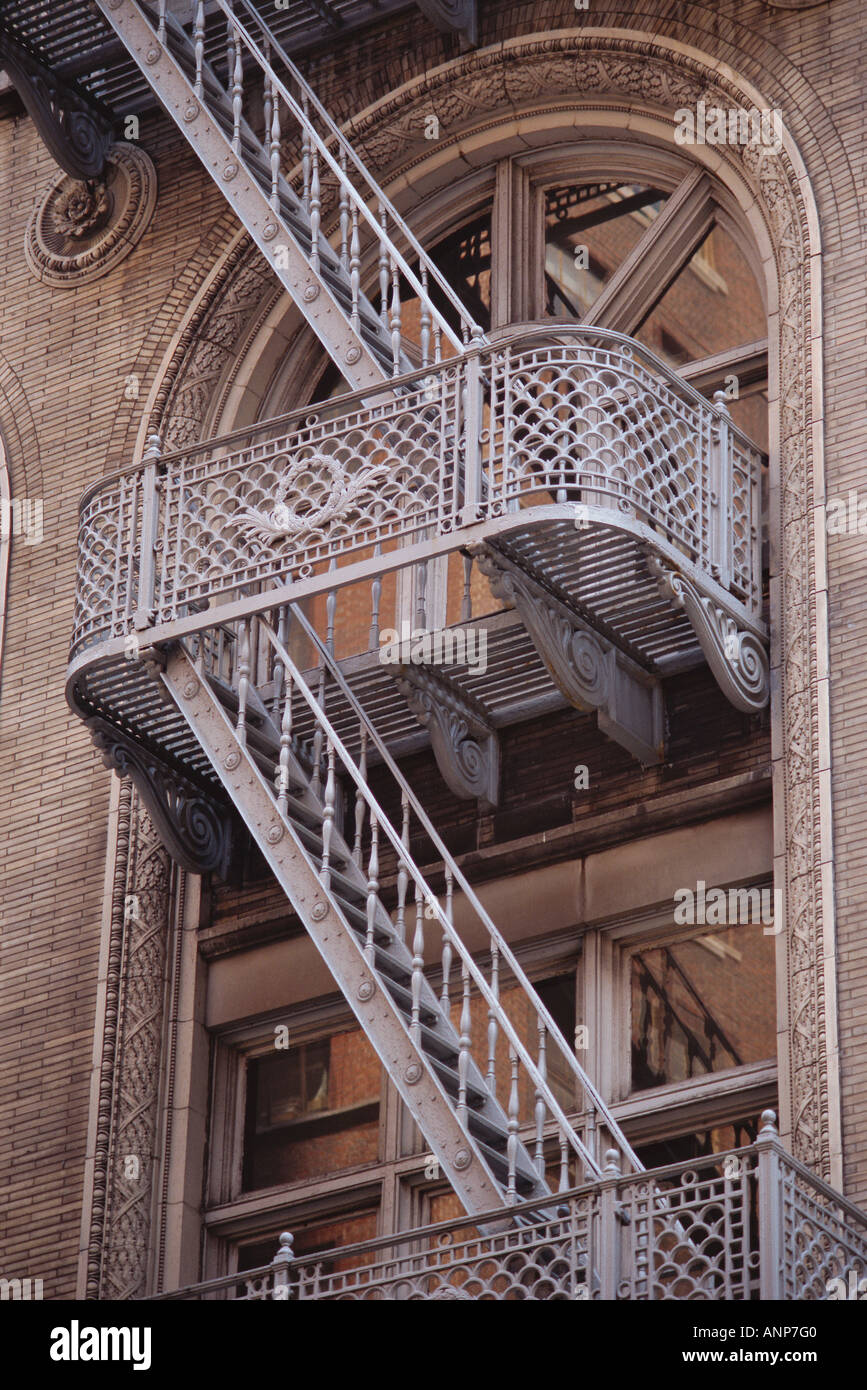Low angle view of a fire escape outside a building Stock Photo - Alamy
