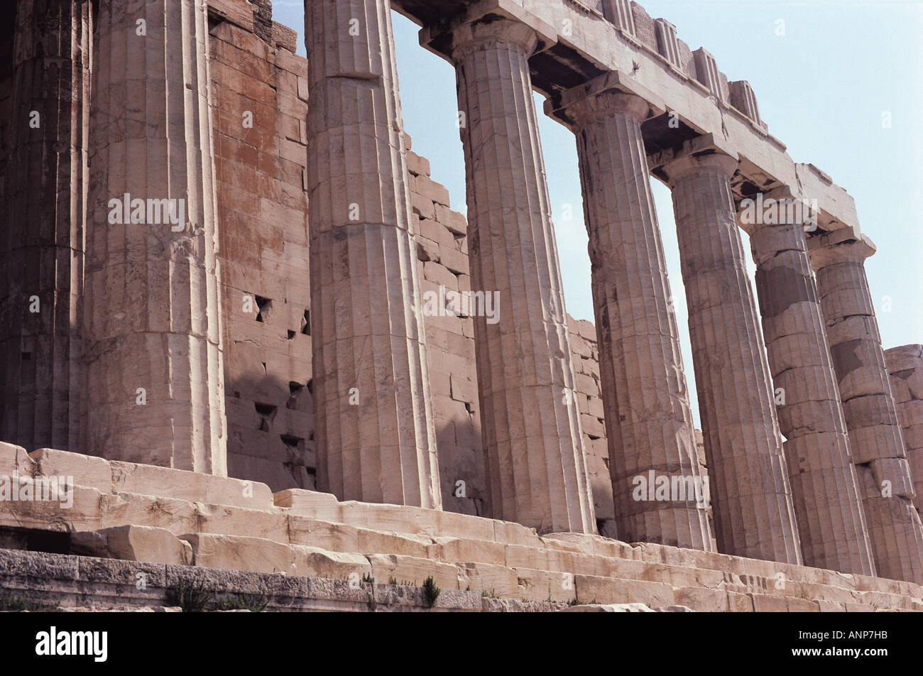 Low angle view of ancient columns Stock Photo - Alamy