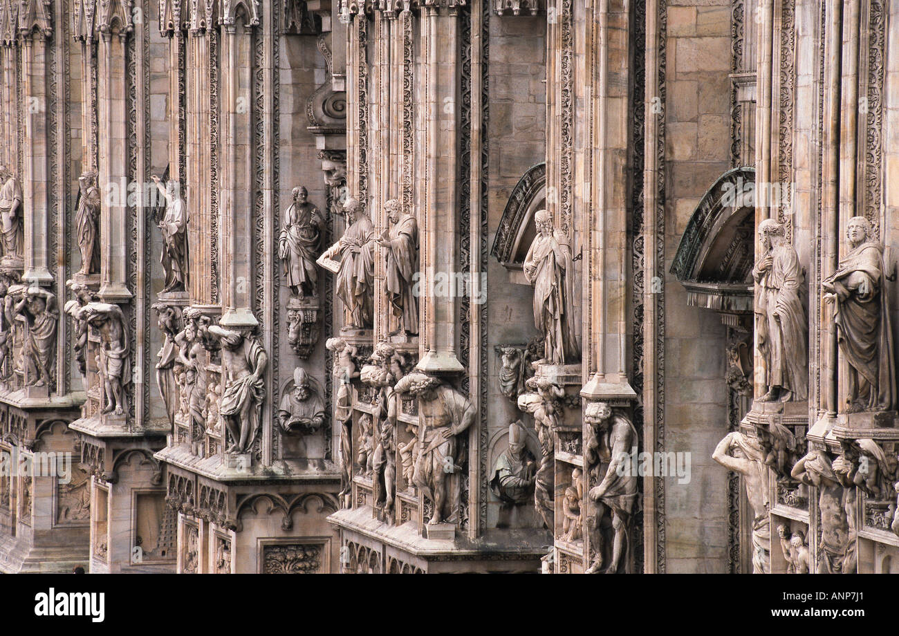 Carved statues on the side of a building Stock Photo - Alamy
