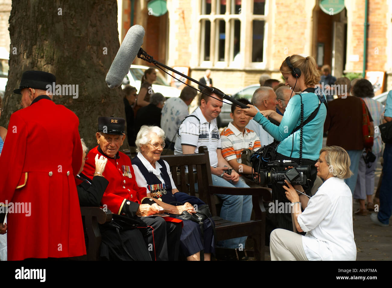 Outside, broadcast, TV, crew, television, news, soundman, boom, sound ...