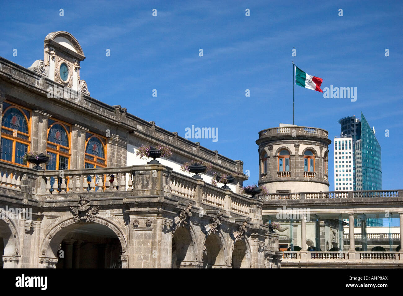 The Chapultepec Castle with the Torre Mayor building in the background ...