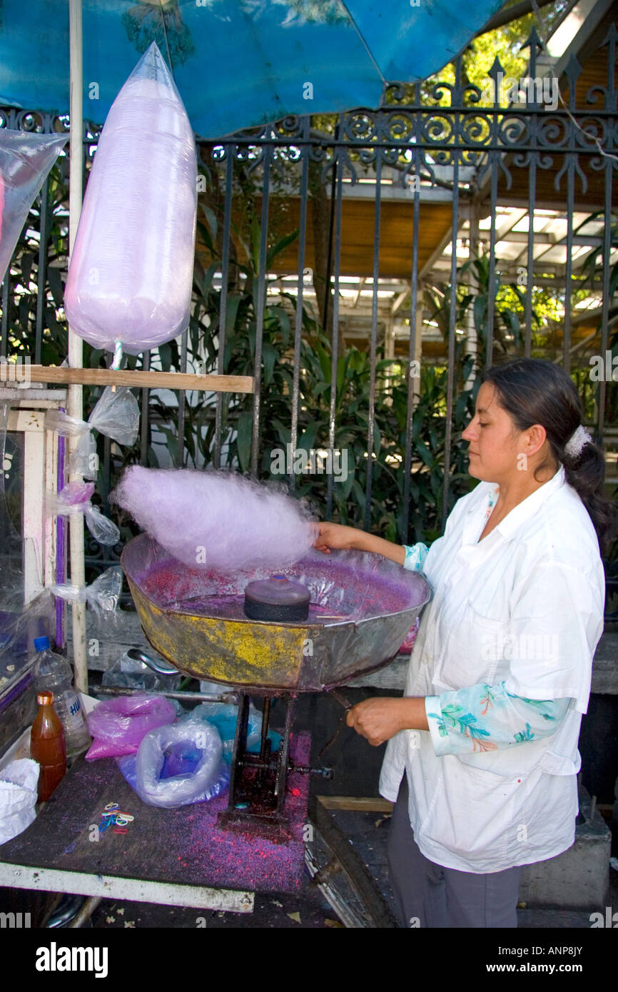 Mexican street vendor making cotton candy in Chapultepec Park in Mexico City Mexico Stock Photo ...
