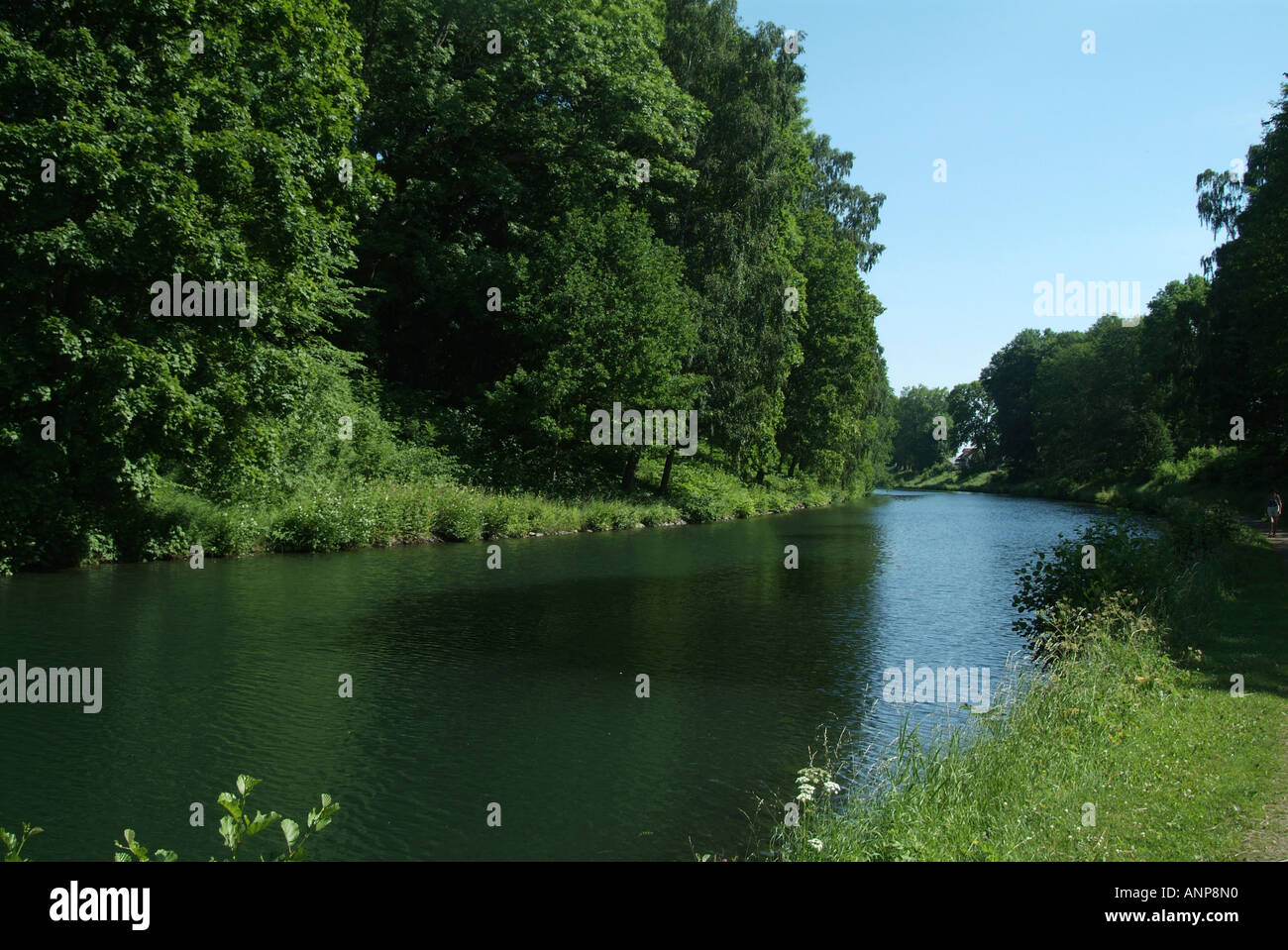 Gota, canal, Sweden, Swedish, water, lake, join, joining, tree, green ...