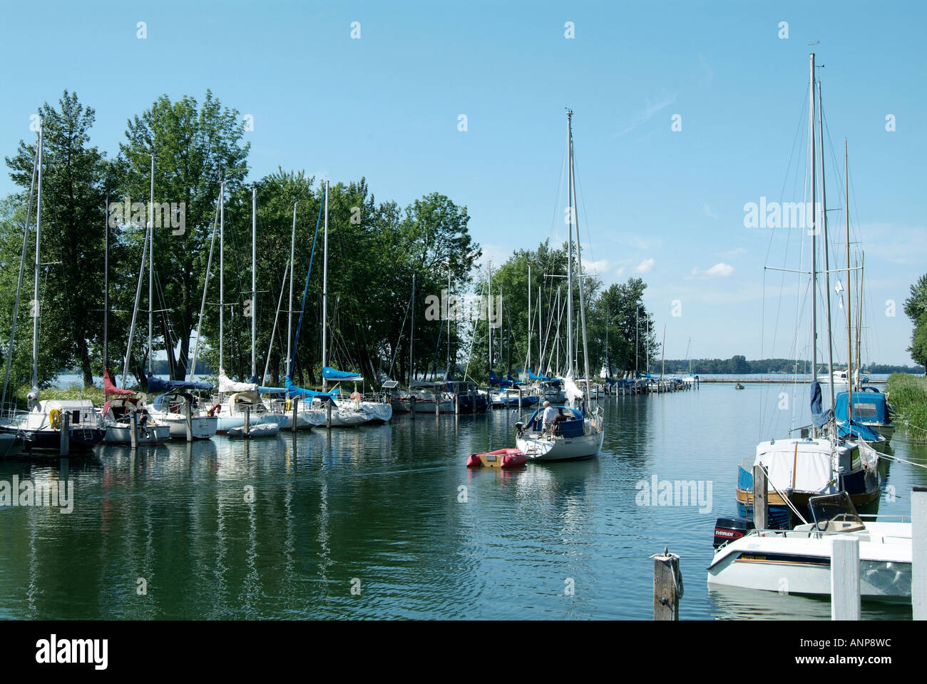 Small, boats, in vadstena, harbour, on, lake, Vattern, boating, holiday ...