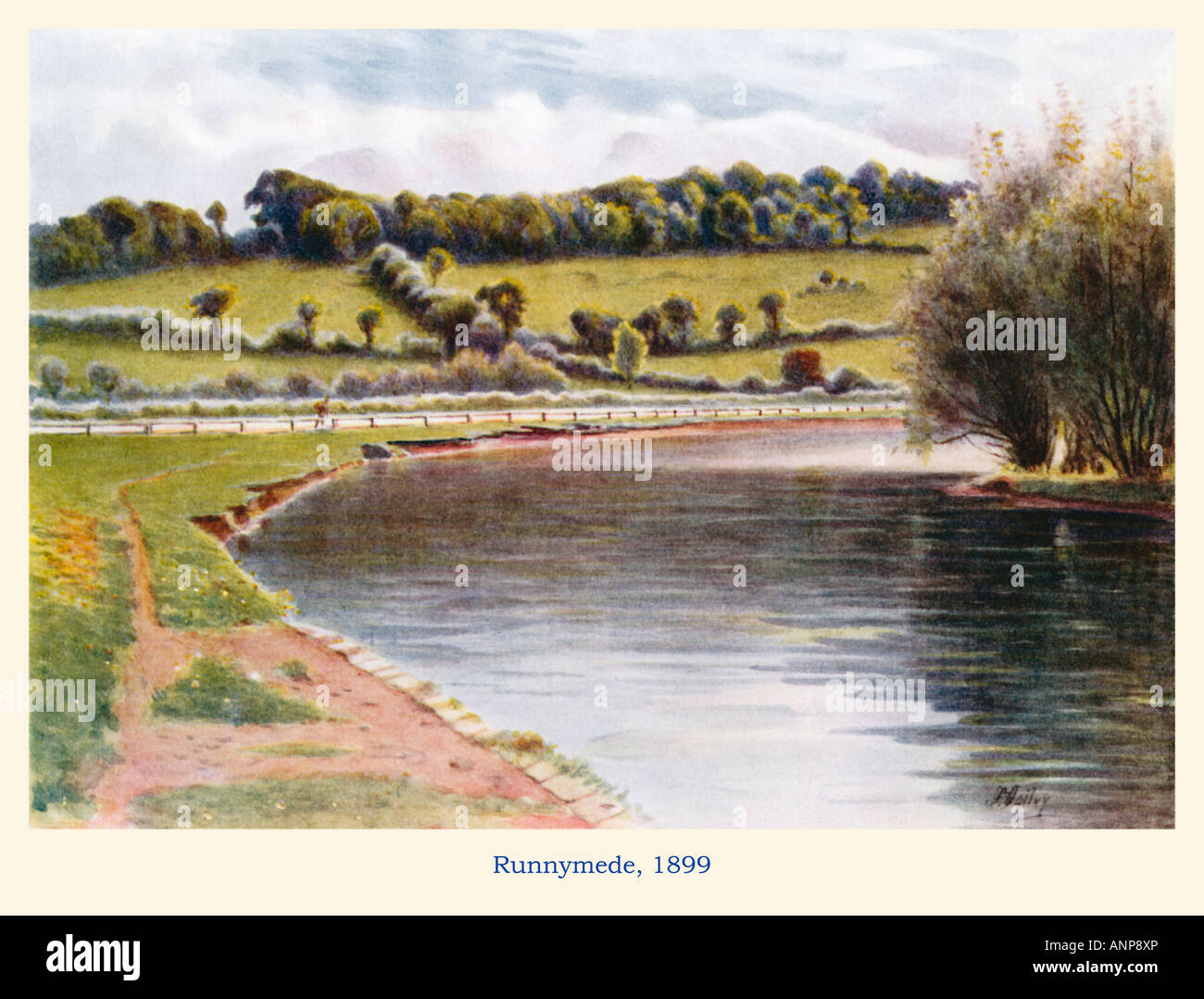 Runnymede 1899 watercolour of the banks of the Thames where King John ...