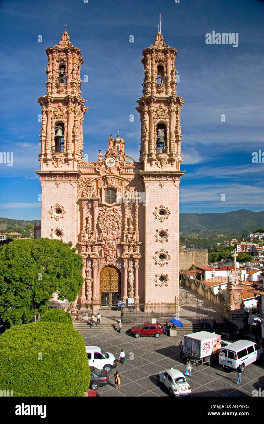 The parish church of Santa Prisca at Taxco in the State of Guerrero ...