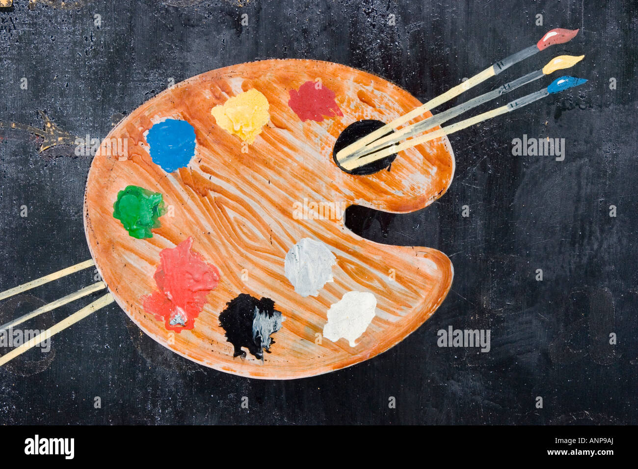 Painting of an artist s pallette Stock Photo - Alamy