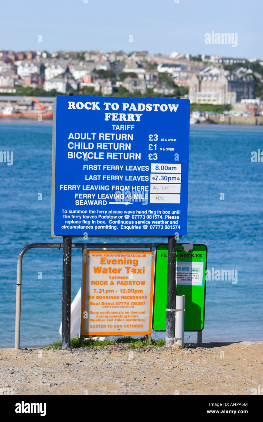 Sign advertising the passenger ferry service between Rock and Padstow ...