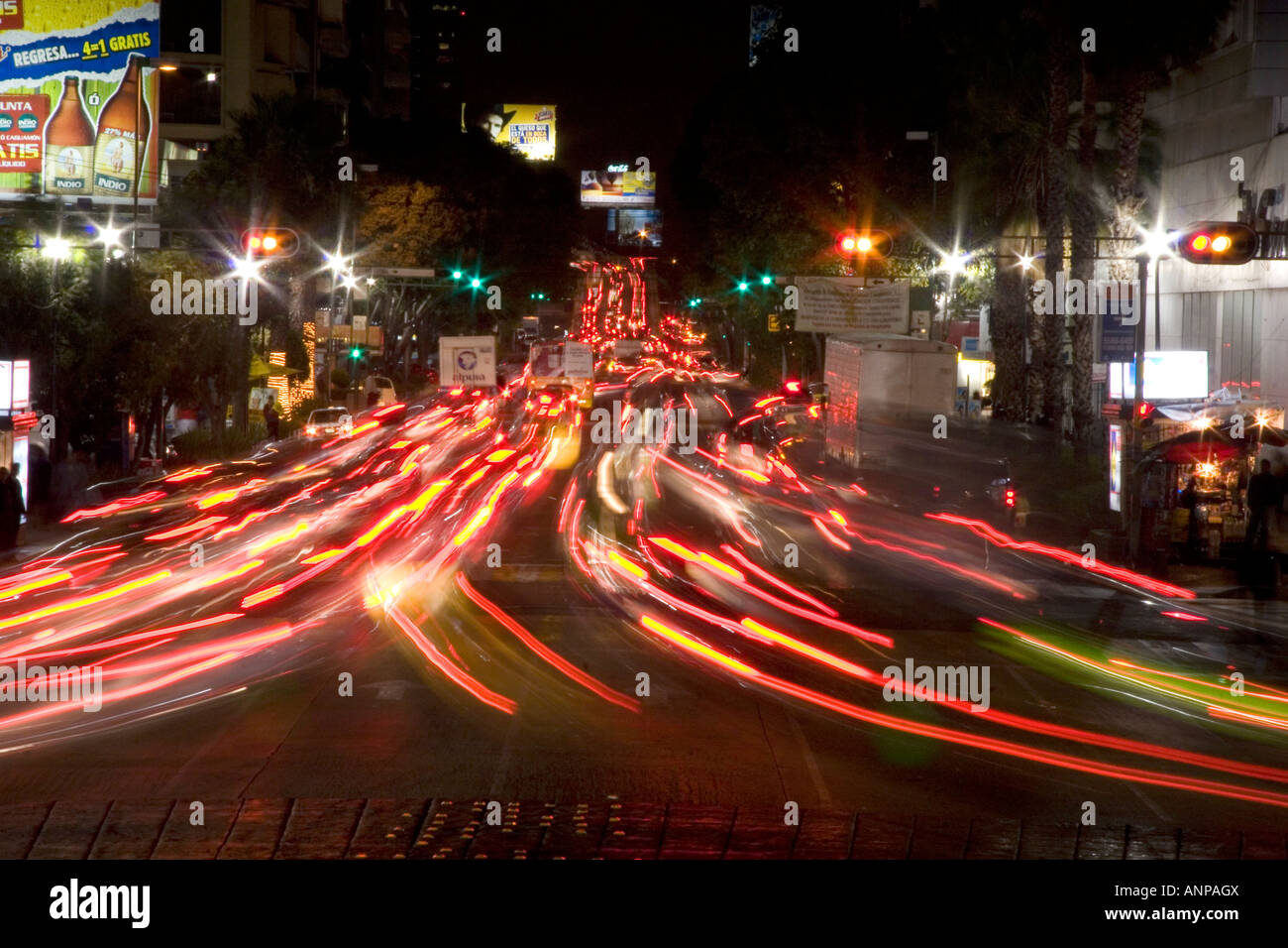 Nighttime traffic in Mexico City Mexico Stock Photo - Alamy