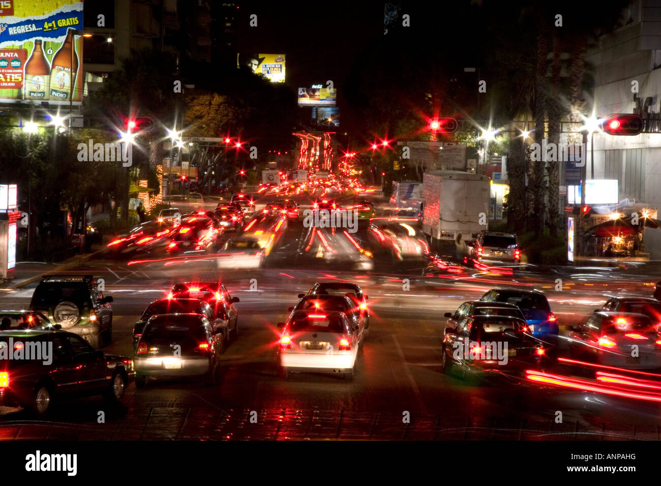 Nighttime traffic in Mexico City Mexico Stock Photo - Alamy