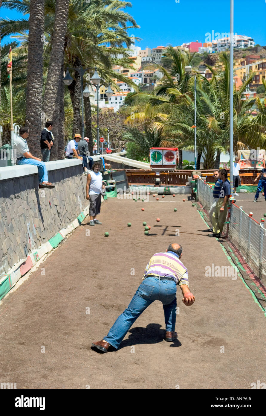 La Gomera, Canary Islands. Bowling alley on the waterfront of San ...