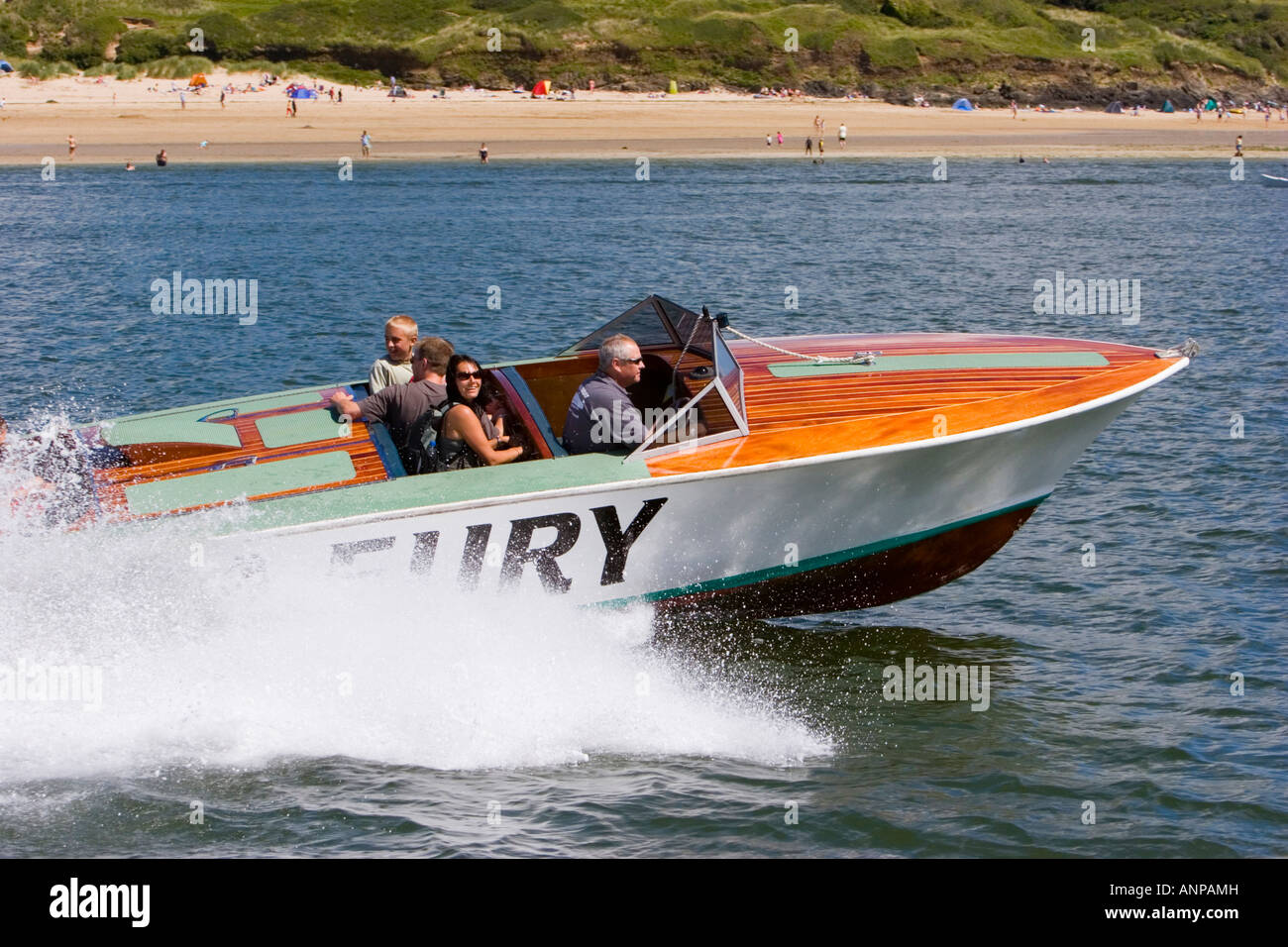 Speedboats racing off the coast of Padstow in north Cornwall Stock ...