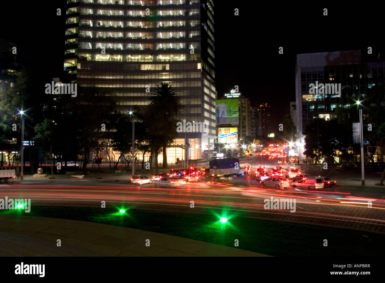 Nighttime traffic and city lights in Mexico City Mexico Stock Photo - Alamy