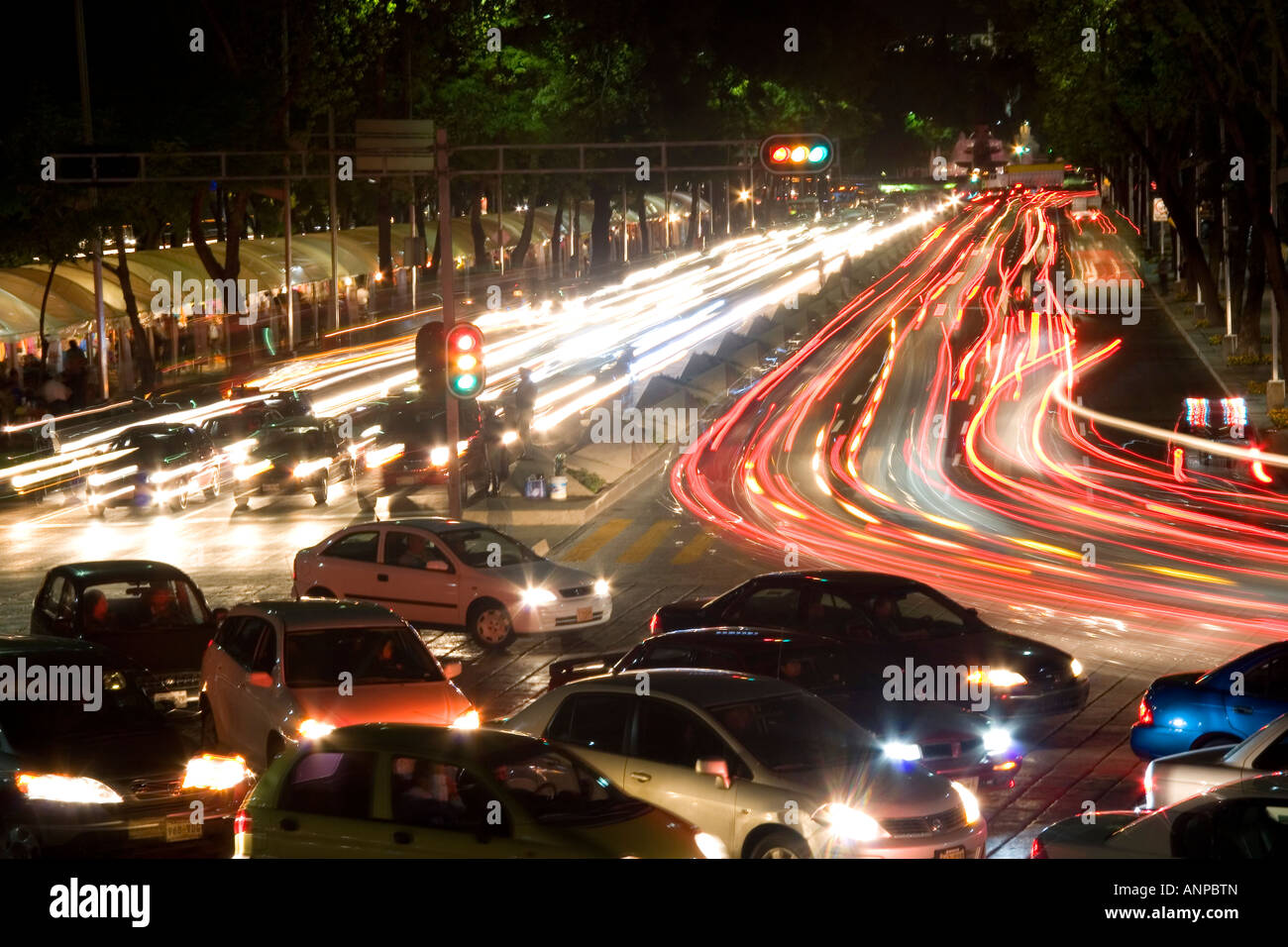 Nighttime traffic and city lights in Mexico City Mexico Stock Photo - Alamy