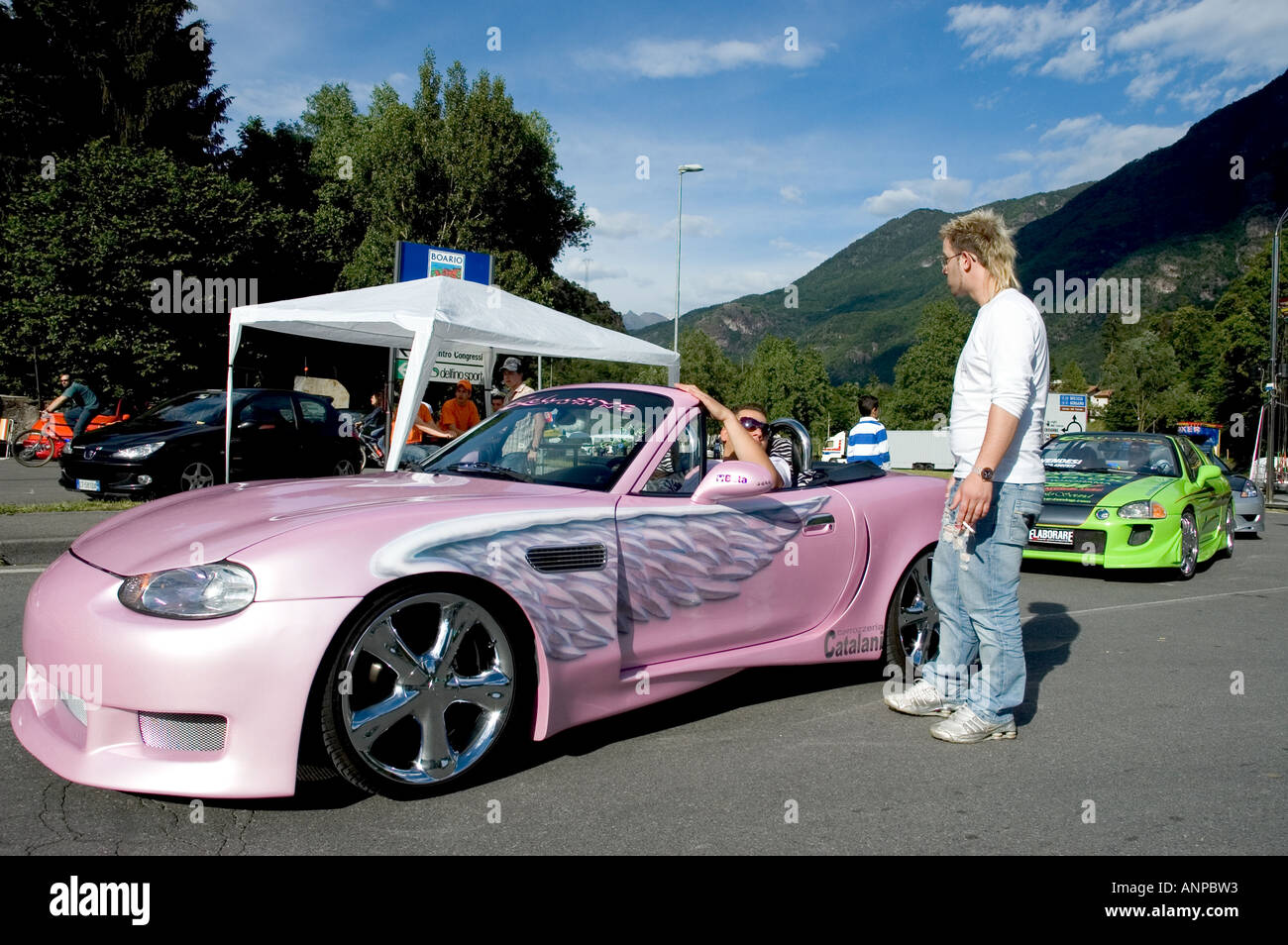 Pink car - Boario tuning show 2006 - Italy Stock Photo - Alamy